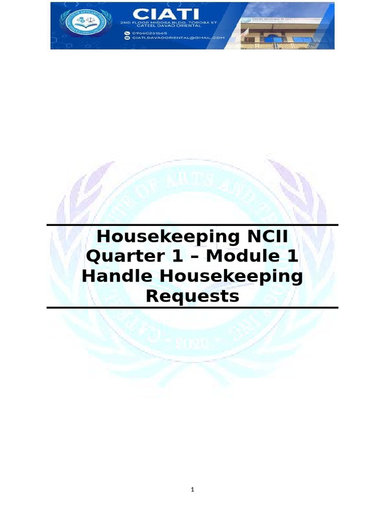 Housekeeping NCII Training Module | PDF | Housekeeping | Bed