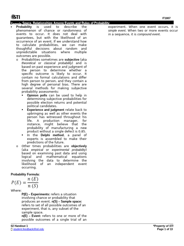 02 - Handout - 1 (94) Quantitative Methods | PDF | Probability | Randomness