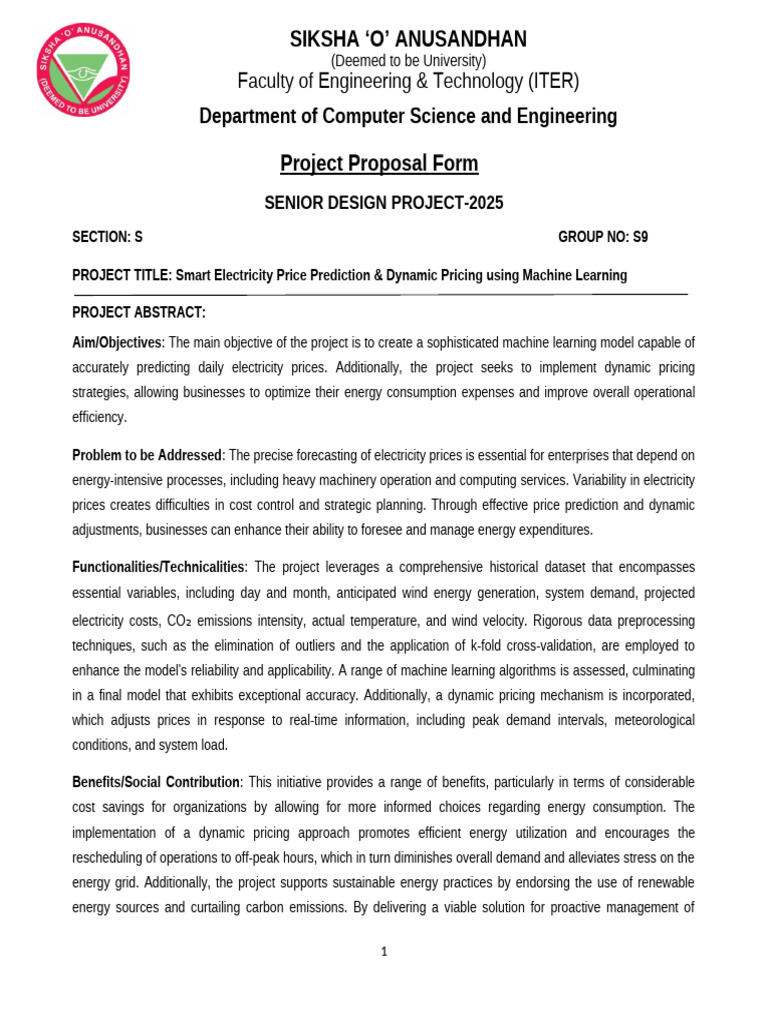 Project Proposal Form | PDF | Machine Learning | Energy Conservation