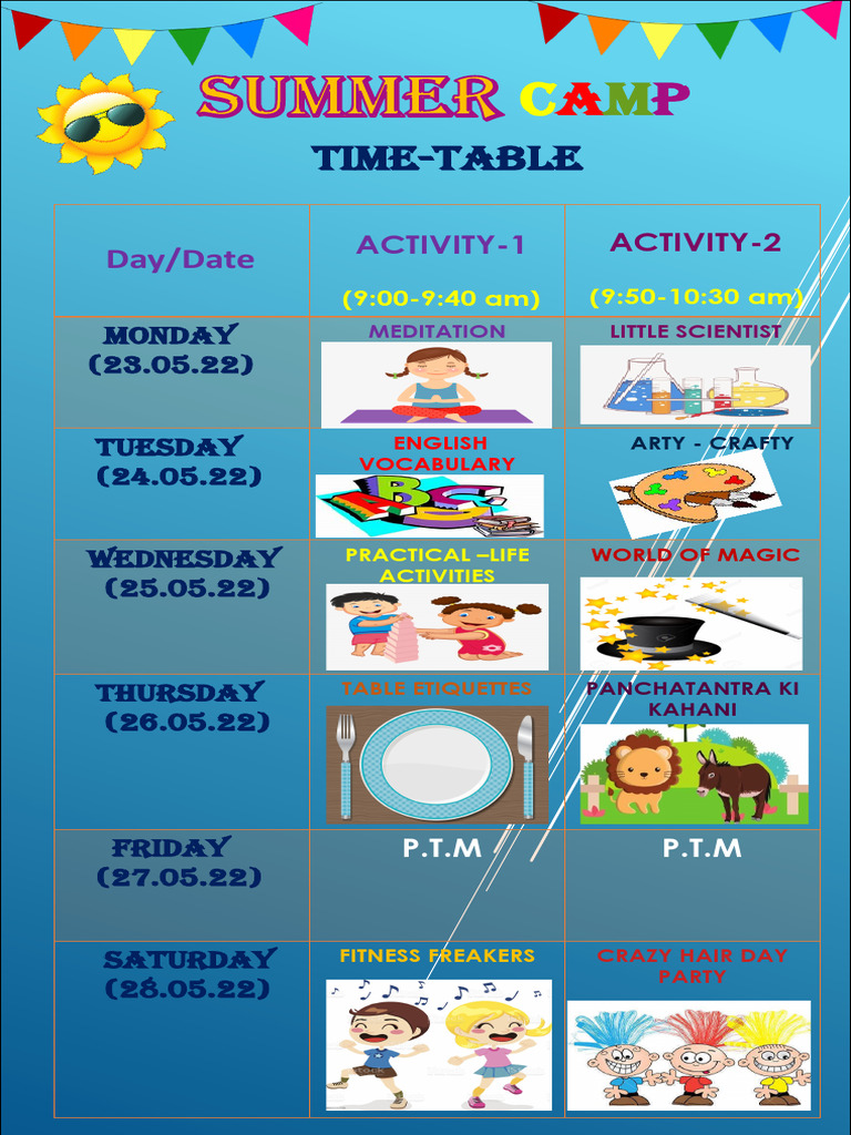 Summer Camp TIMETABLE | PDF