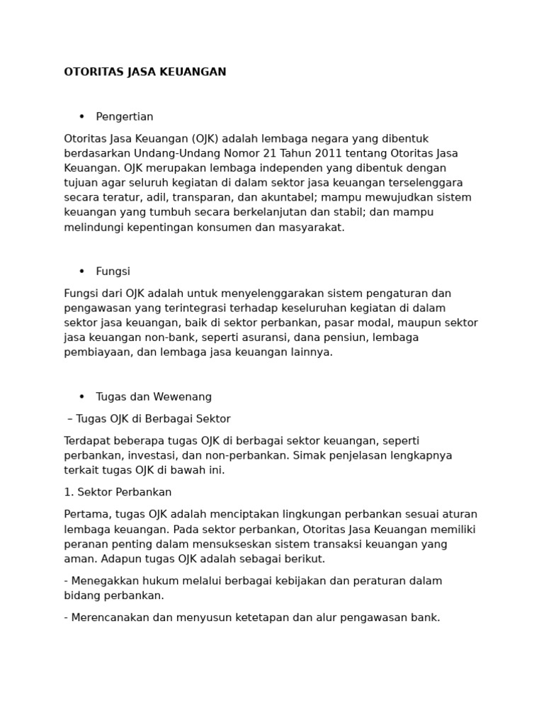 Otoritas Jasa Keuangan (Ojk) | PDF