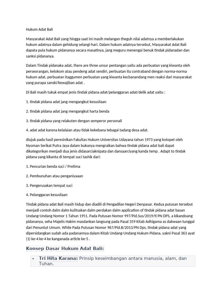 Hukum Adat Bali | PDF