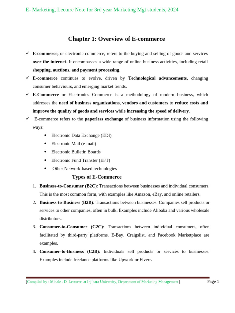 E-Commerce Overview for Marketing Students | PDF | E Commerce ...