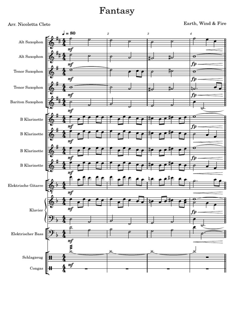 Fantasy - Earth, Wind & Fire | PDF | Saxophone | Woodwind Instruments