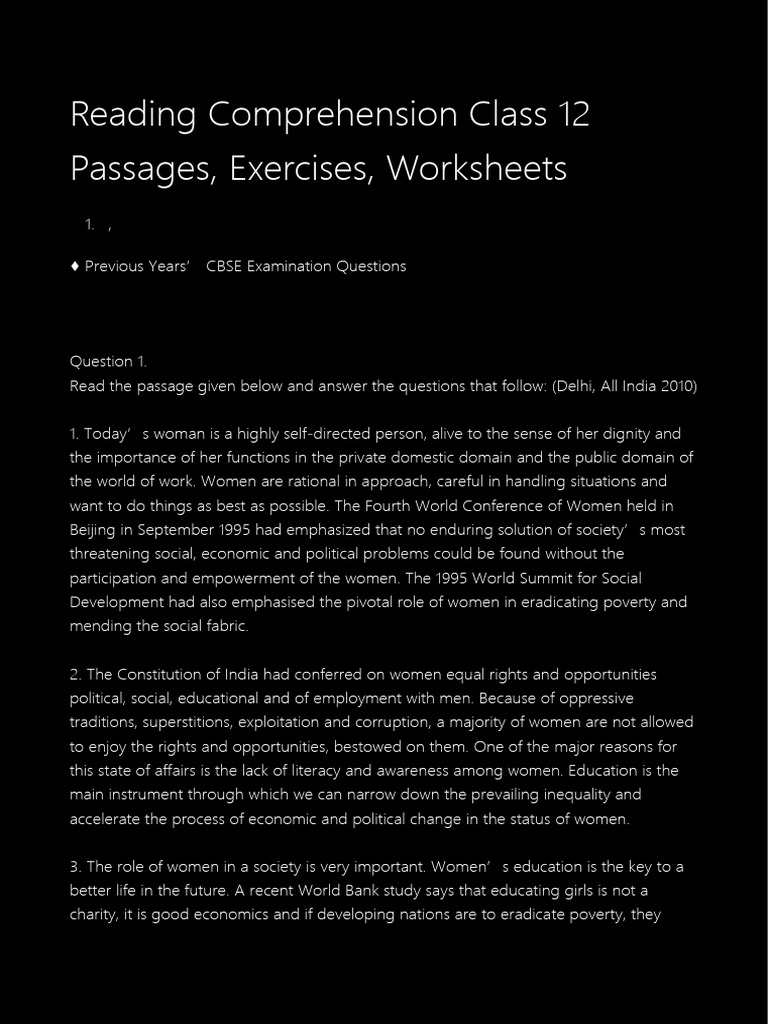 Reading Comprehension Class 12 Passages | PDF | Combustion | Air Pollution