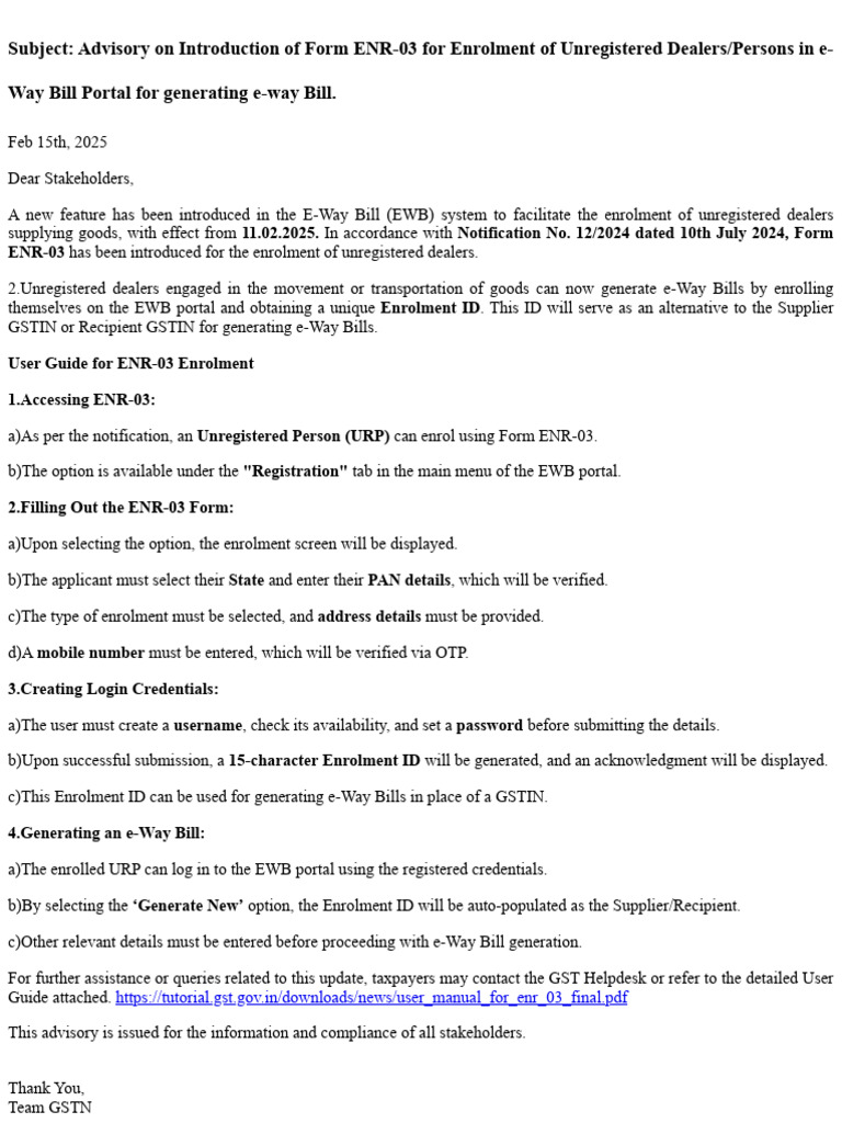 Introduction of Form ENR-03 | PDF