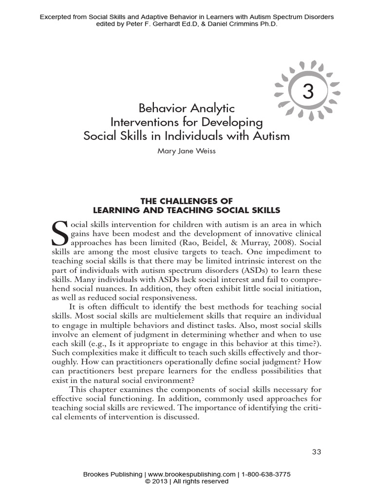 Social Skills Interventions for Autism | PDF | Autism | Theory Of Mind
