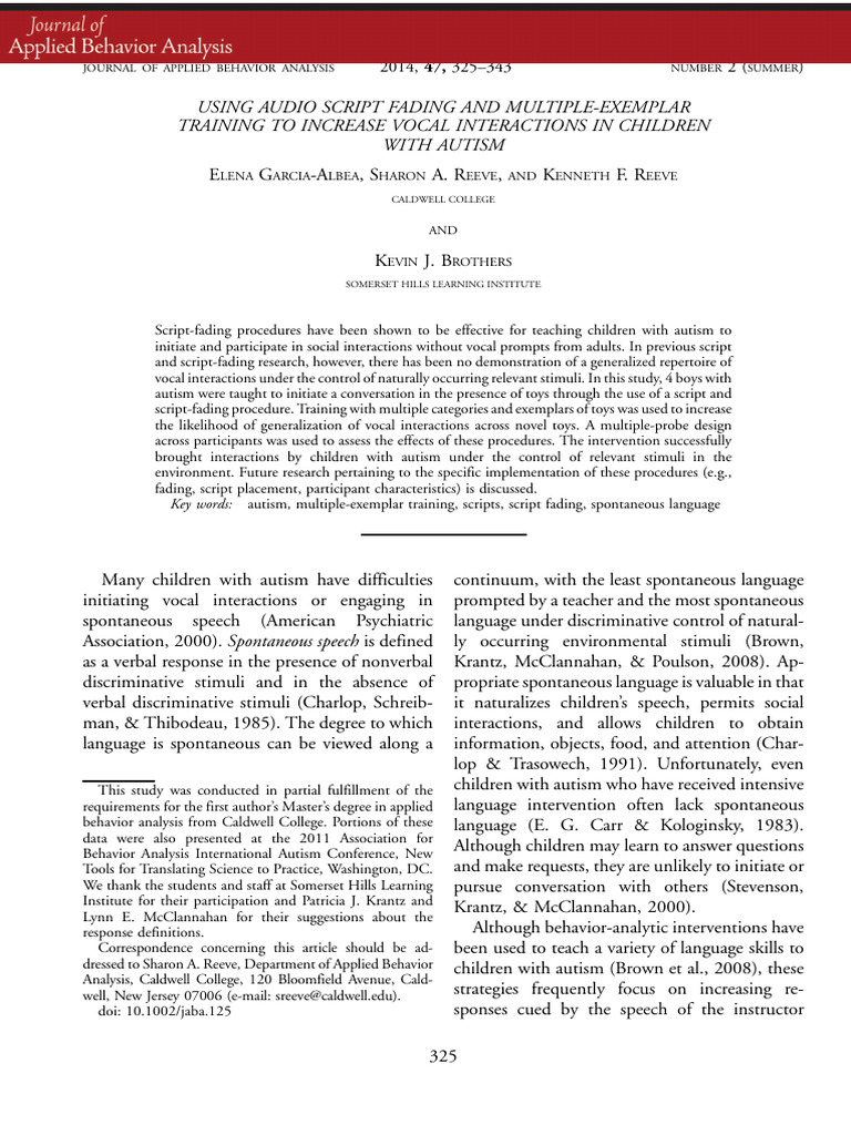 Garcia-Albea Et Al 2014 Script Fading MEI | PDF | Autism | Learning