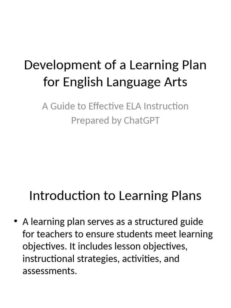 ELA Learning Plan | PDF