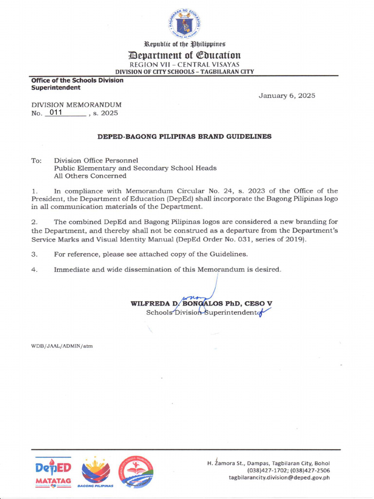 Dm No. 011 s. 2025 Deped Bagong Pilipinas Brand Guidelines(0) | PDF