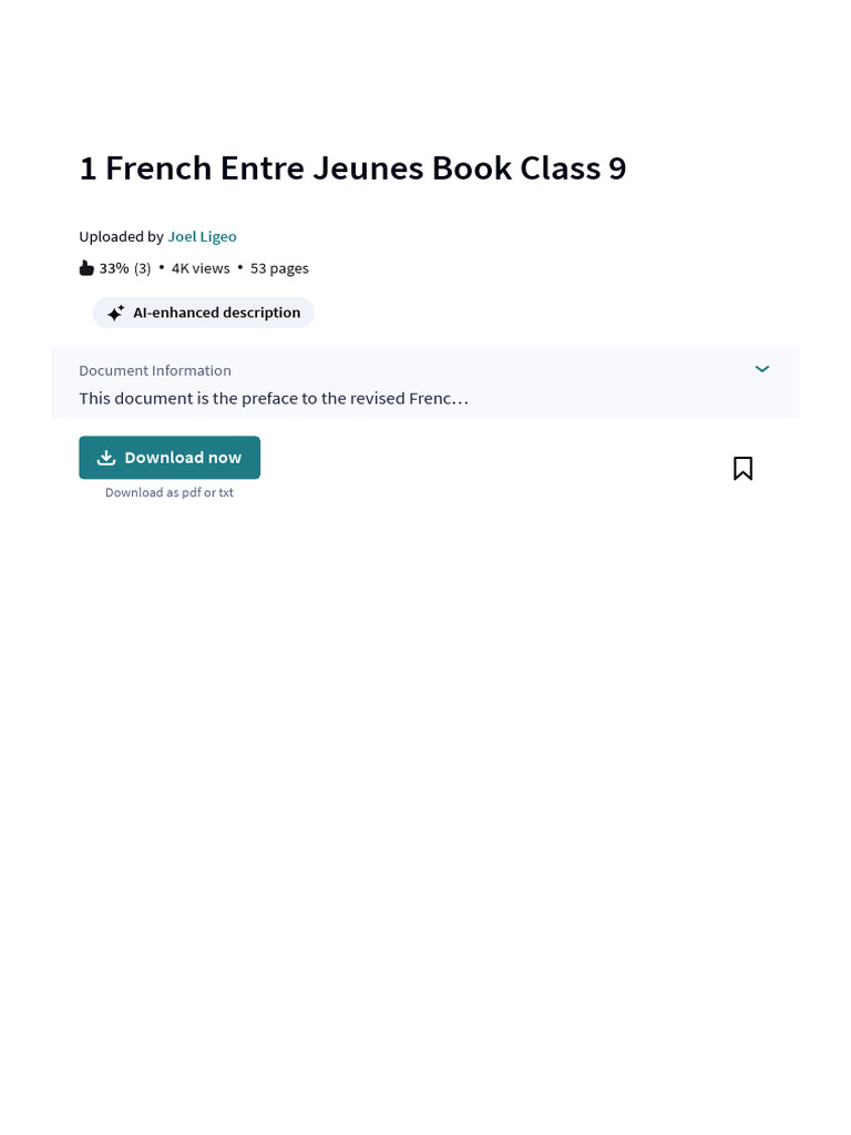 1 French Entre Jeunes Book Class 9 - PDF - Linguistics | PDF | Scribd | Written Communication