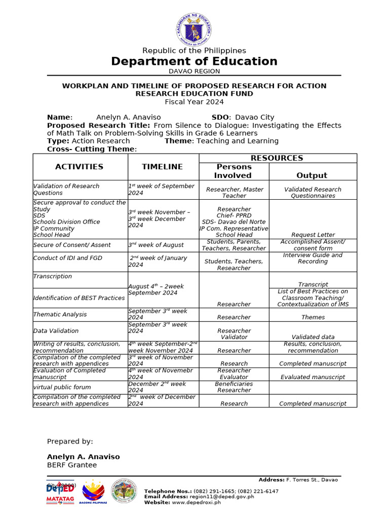 Workplan and Timeline Template | PDF | Procedural Knowledge | Cognition