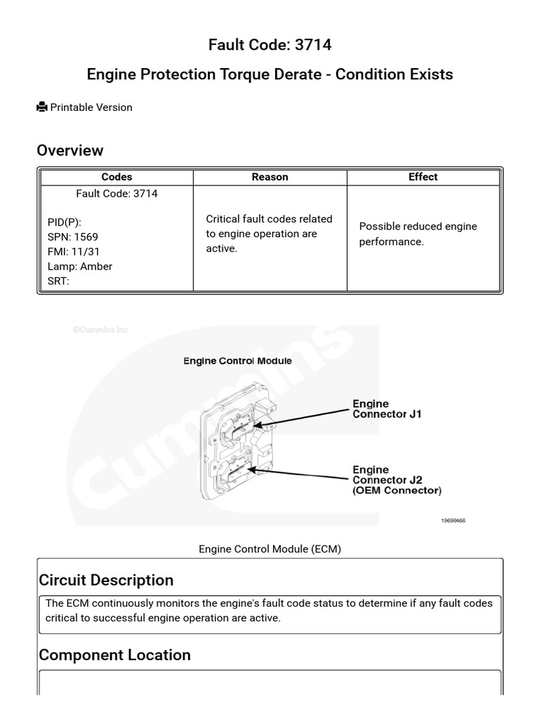 Engine Protection Torque Derate - 1569 31 Condition Exists | PDF ...