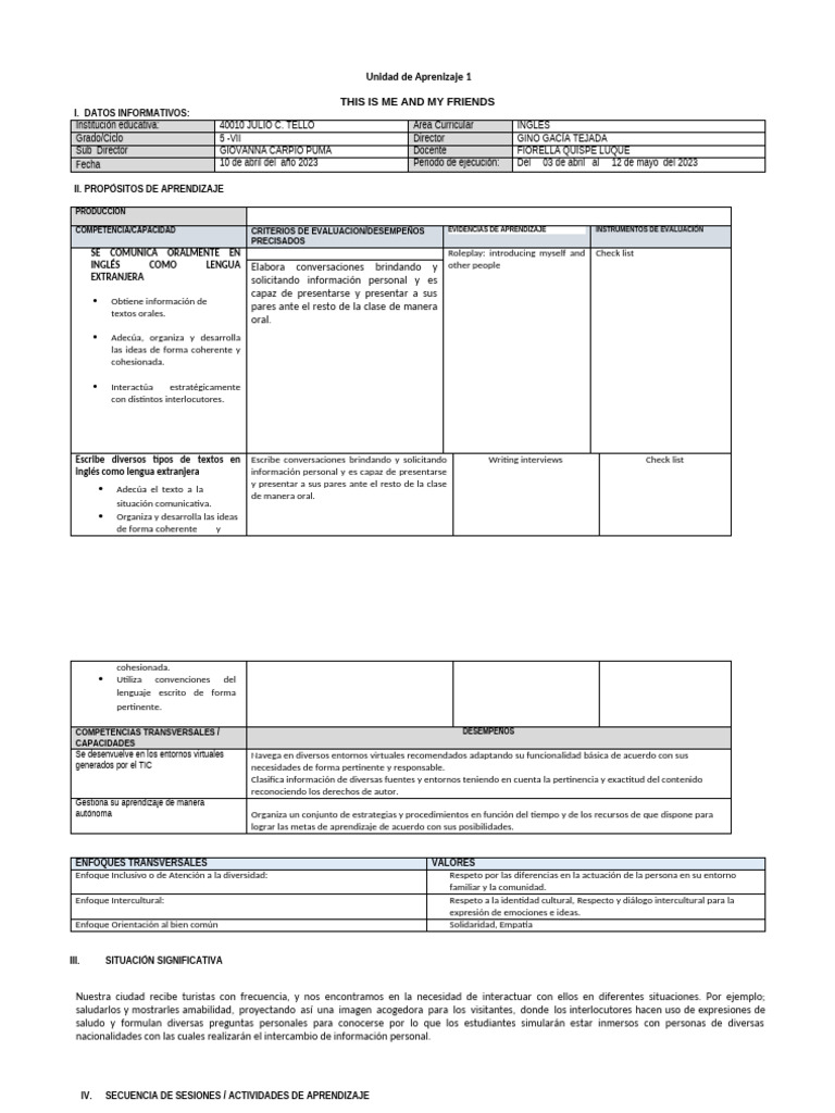 FORMATO UNIDADES 2023 (1) e | PDF | Aprendizaje | Cognición