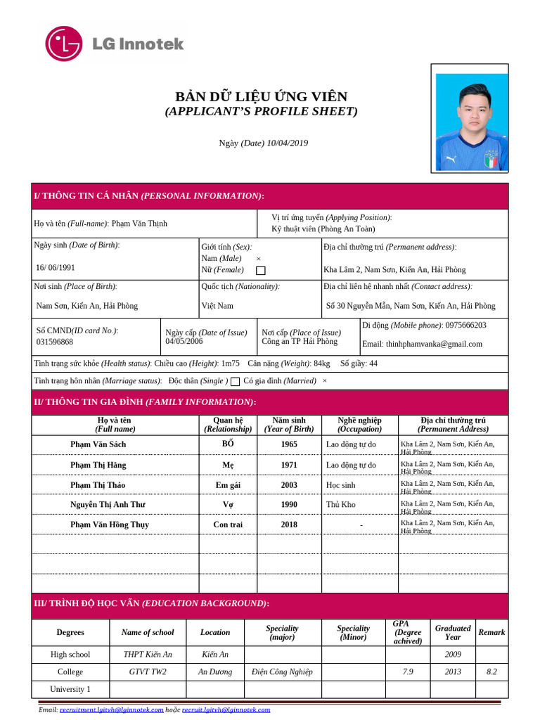 CV Pham Van Thinh | PDF