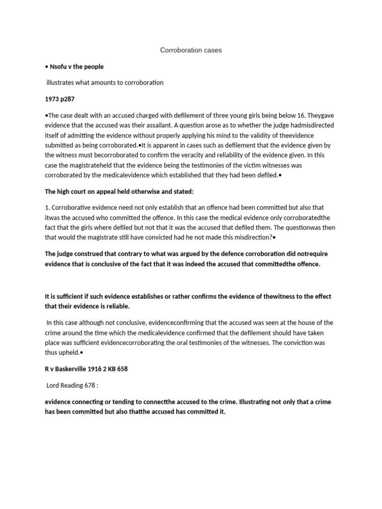 Corroboration Cases | PDF