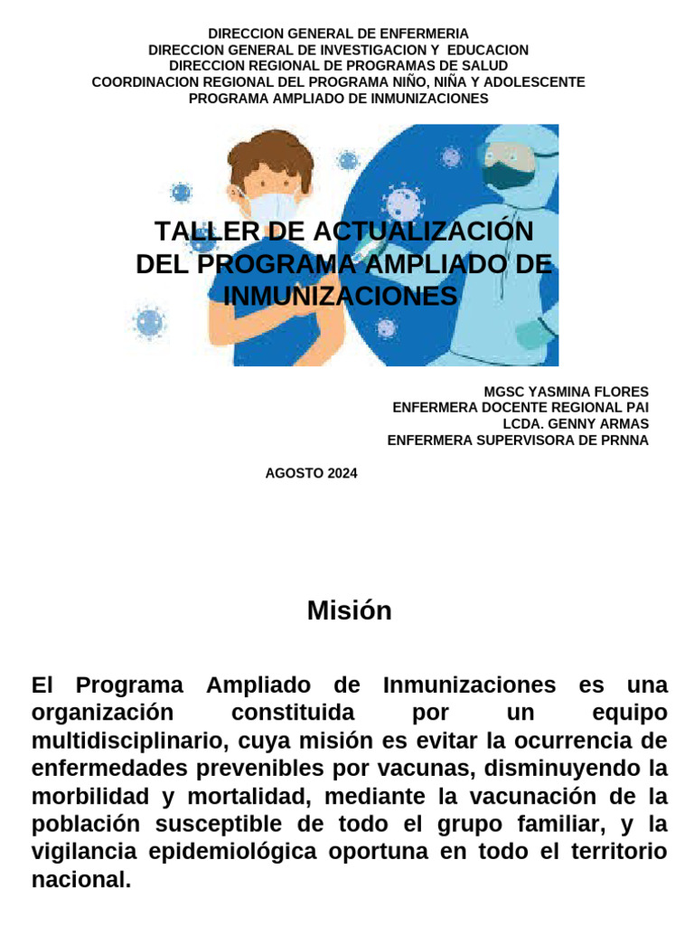 Taller de Capacitacion Pai 2024 | PDF | Sistema inmune | Vacunas