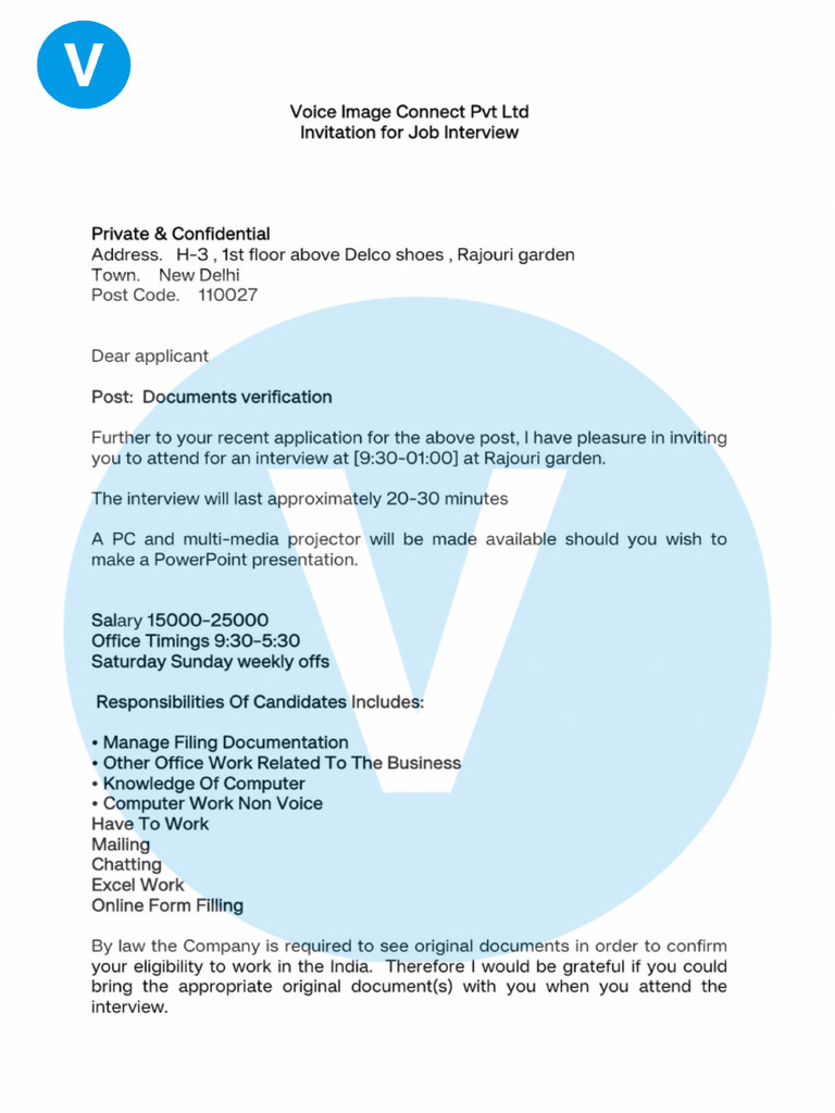 Invitation For Documents Verification Job | PDF