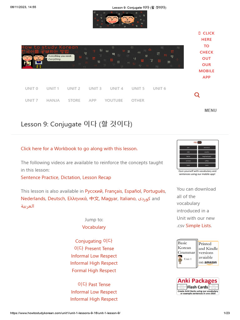 HowtoStudyKorean Unit 1 Lesson 9 | PDF | Adjective | Grammatical ...