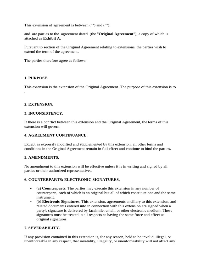 Extension of Agreement Template | PDF | Public Law | Legal Documents