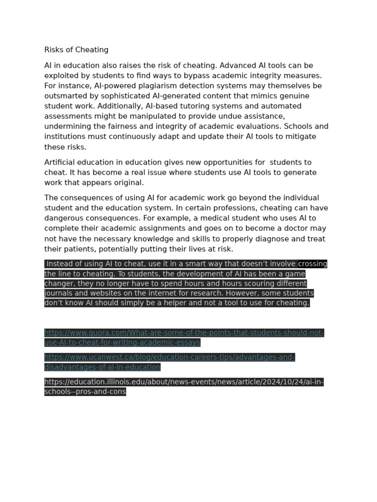 Risks of Cheating | PDF