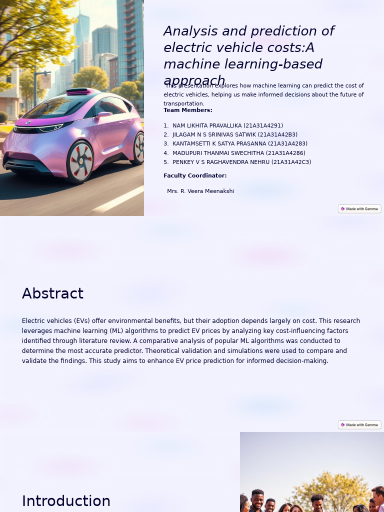 Analysis and Prediction of Electric Vehicle CostsA Machine Learning Based Approach | PDF ...