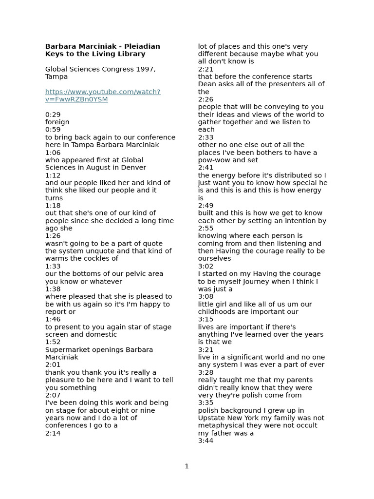 Barbara Marciniak - 1997 Pleiadian Keys To The Living Library | PDF