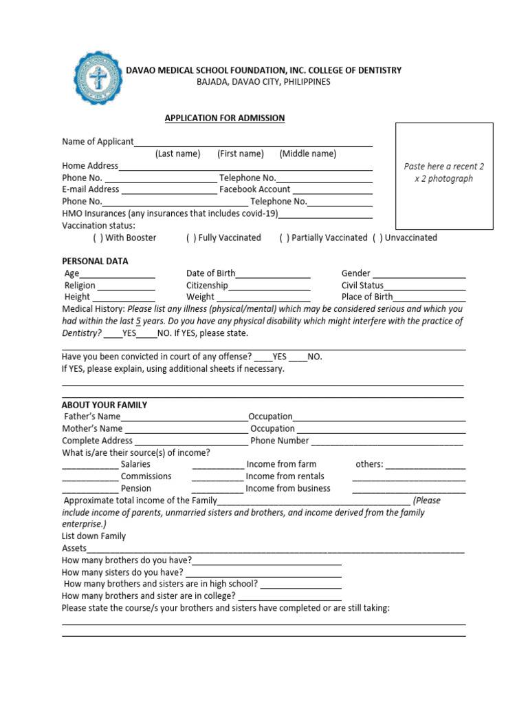 Cod Application For Admission May2023 Update | PDF | Dentistry