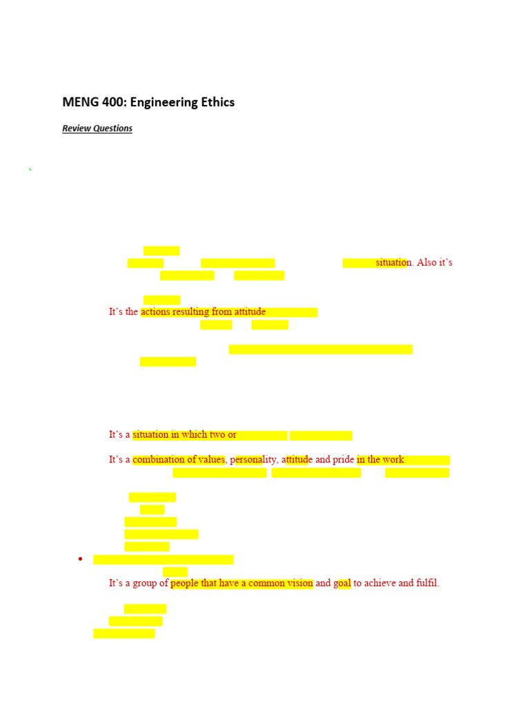 Ethics Review Test 1 - WITH MY NOTES - Copy11 | PDF | Leadership | Morality
