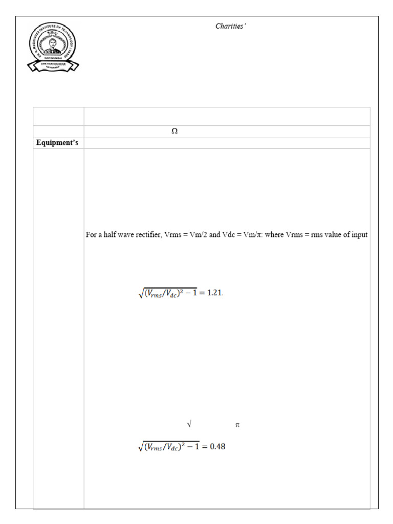 Experiment-4 Diode As Rectifier | PDF | Rectifier | Electric Power