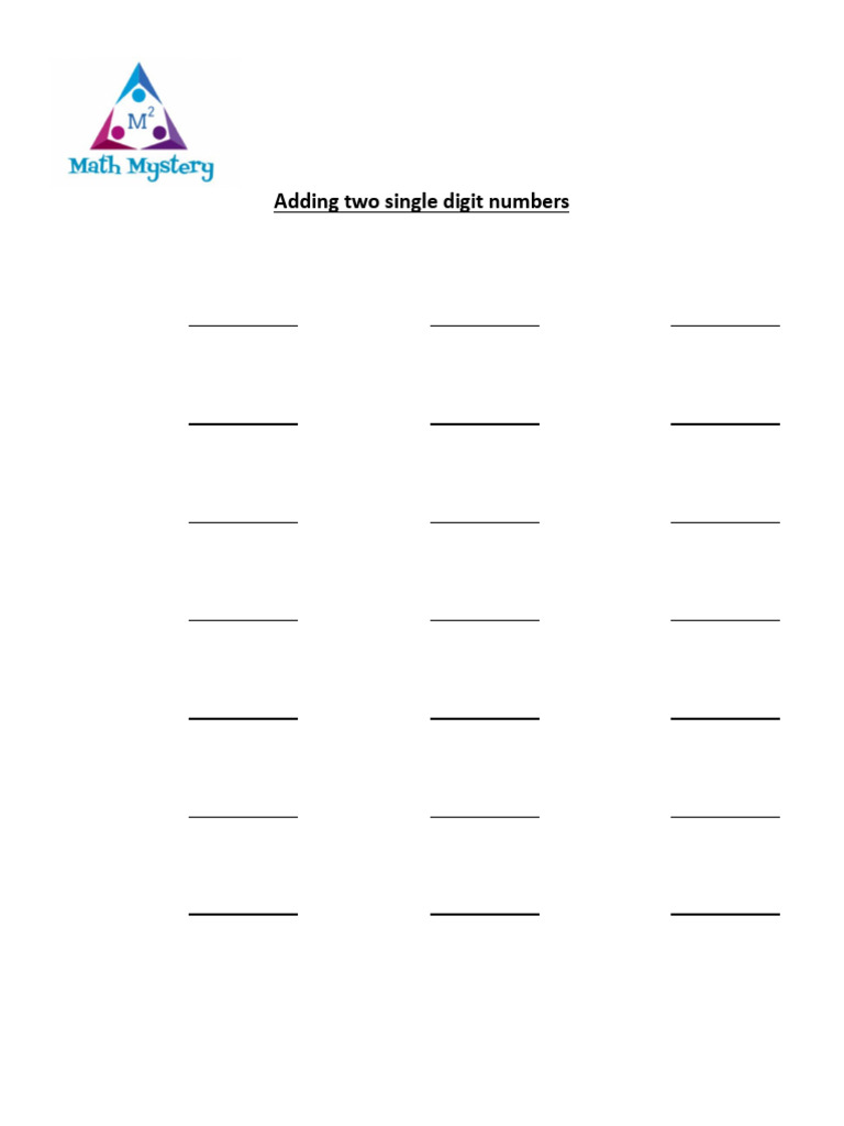Adding Two Single Digit Numbers | PDF