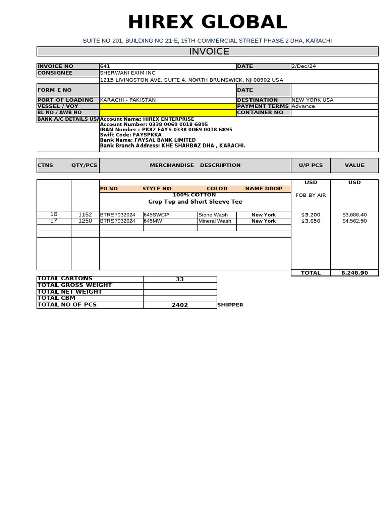 Invoice New York Popular Po Btrs7032024 | PDF