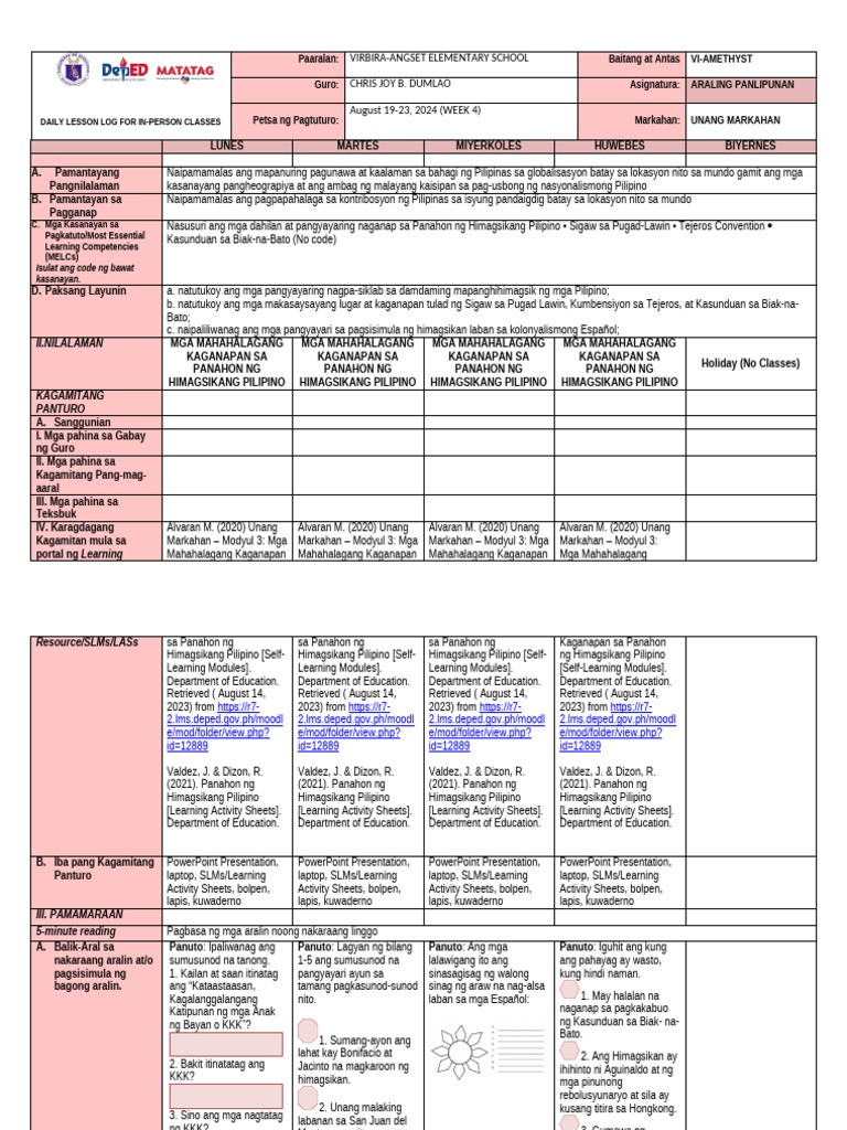 G6 Q1W4 DLL AP (MELCs) | PDF