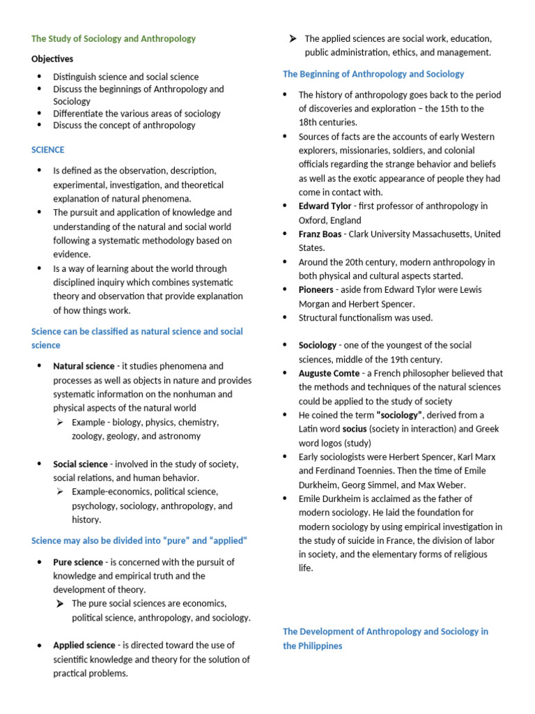 Overview of Sociology and Anthropology | PDF | Sociology | Science