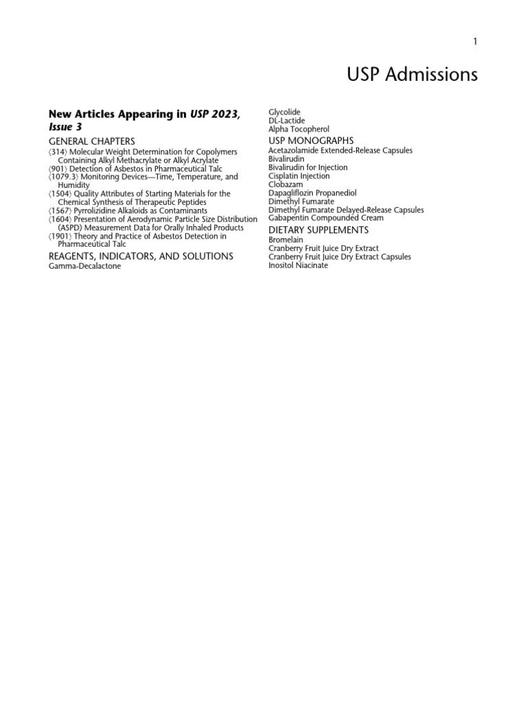 USP Admissions List | PDF
