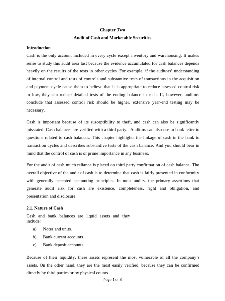 Auditing Ii Chapter Two Dm Pdf Audit Banks