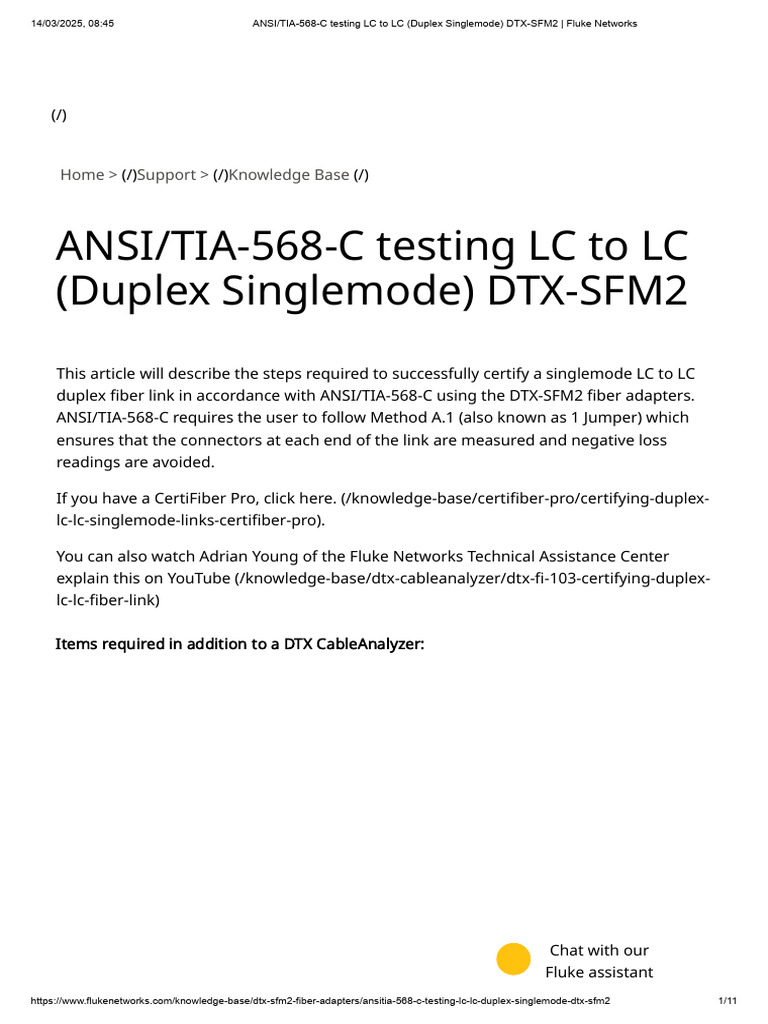 ANSI/TIA-568-C LC to LC Testing Guide | PDF | Optical Fiber | Electronics