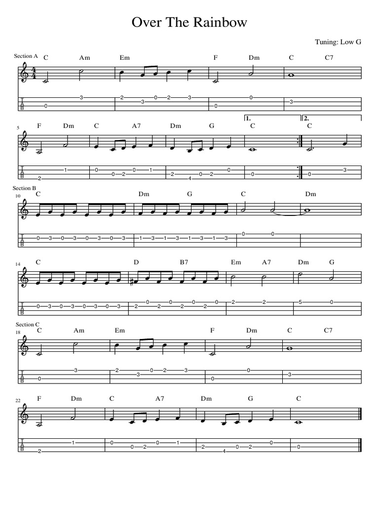 Over the Rainbow Chords PDF | PDF | Music Theory | Elements Of Music