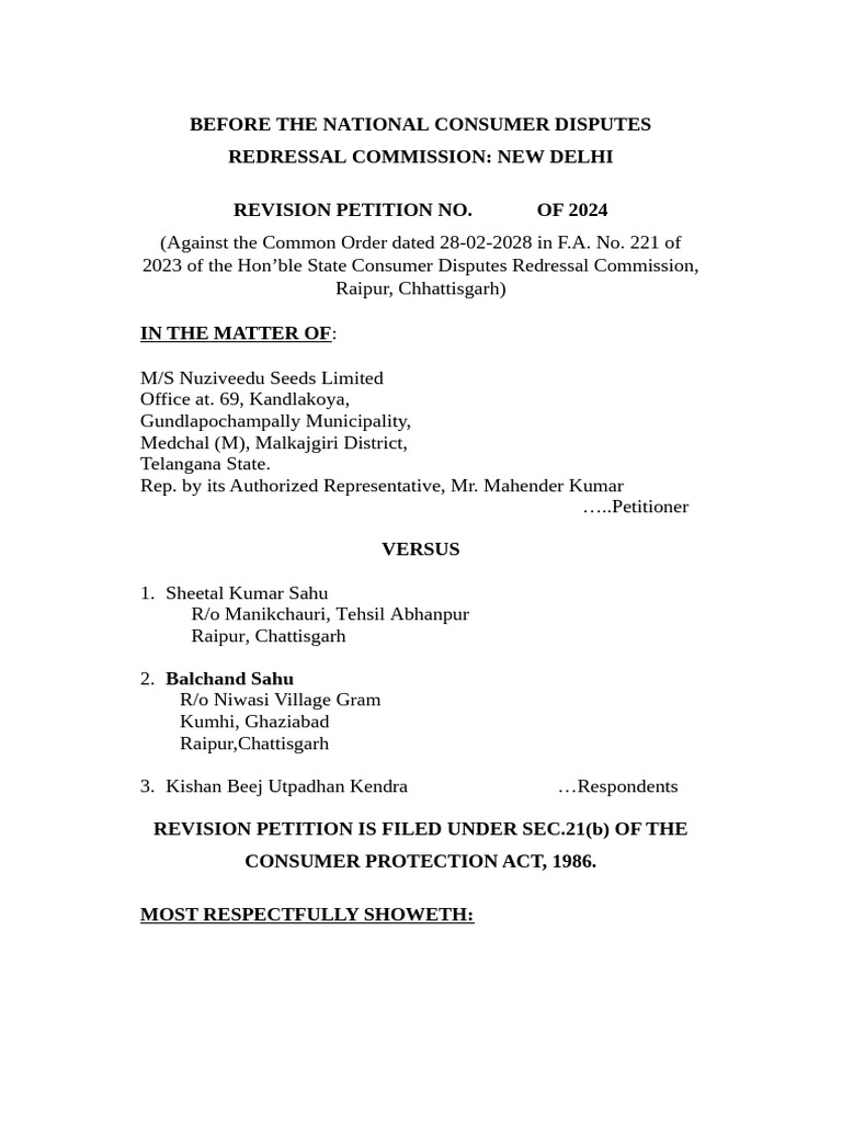 Format of Revision Petition | PDF | Complaint | Justice