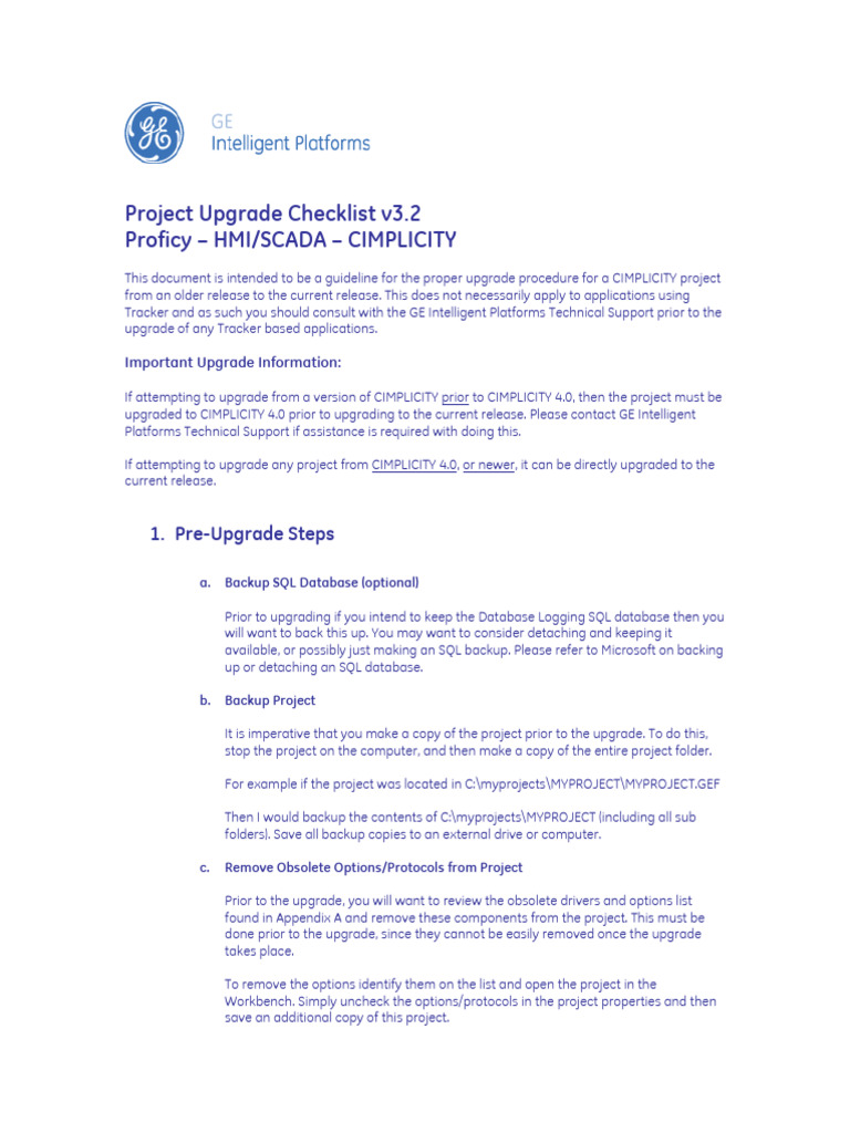 CIMPLICITY Upgrade Checklist v3.2 | PDF | Port (Computer Networking ...