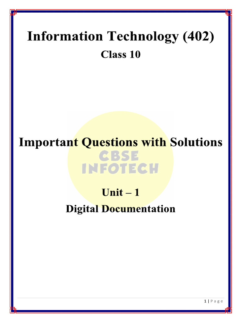 CLASS 10 DIGITAL DOCUMENTATION NOTES | PDF