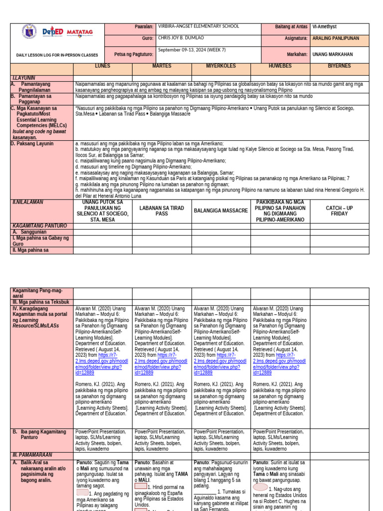G6 Q1W7 DLL AP (MELCs) | PDF
