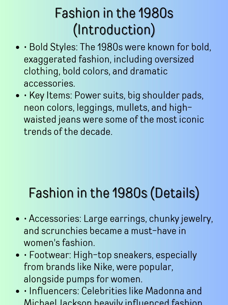 1980s Fashion Music Presentation.pptx | PDF