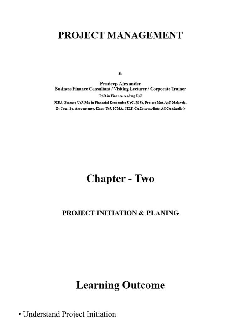 Chapter 2 Project Initiation Planing | PDF | Economies