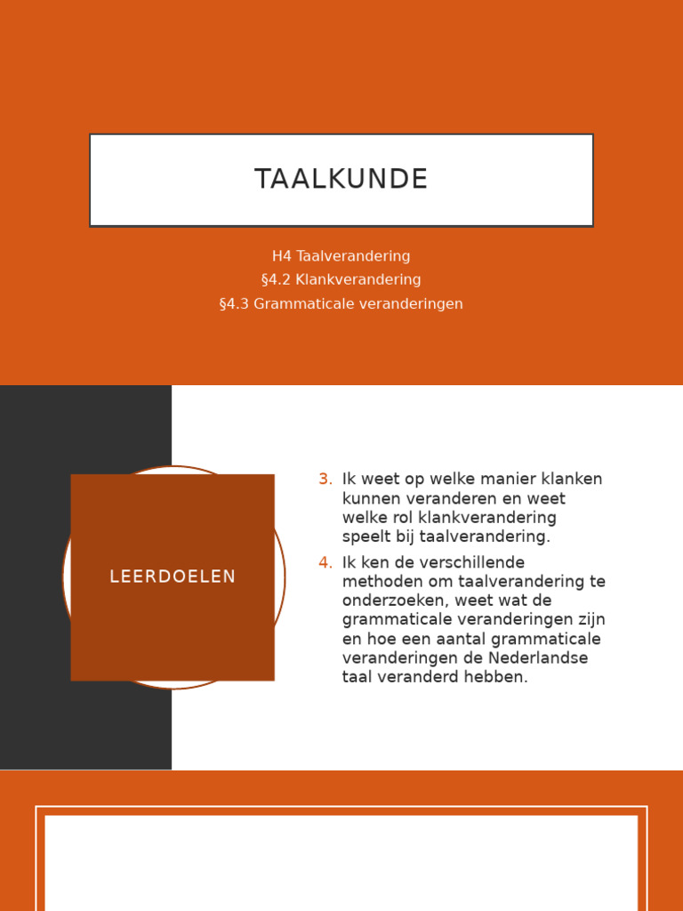 4.2 Klankverandering en 4.3 Grammaticale Veranderingen | PDF