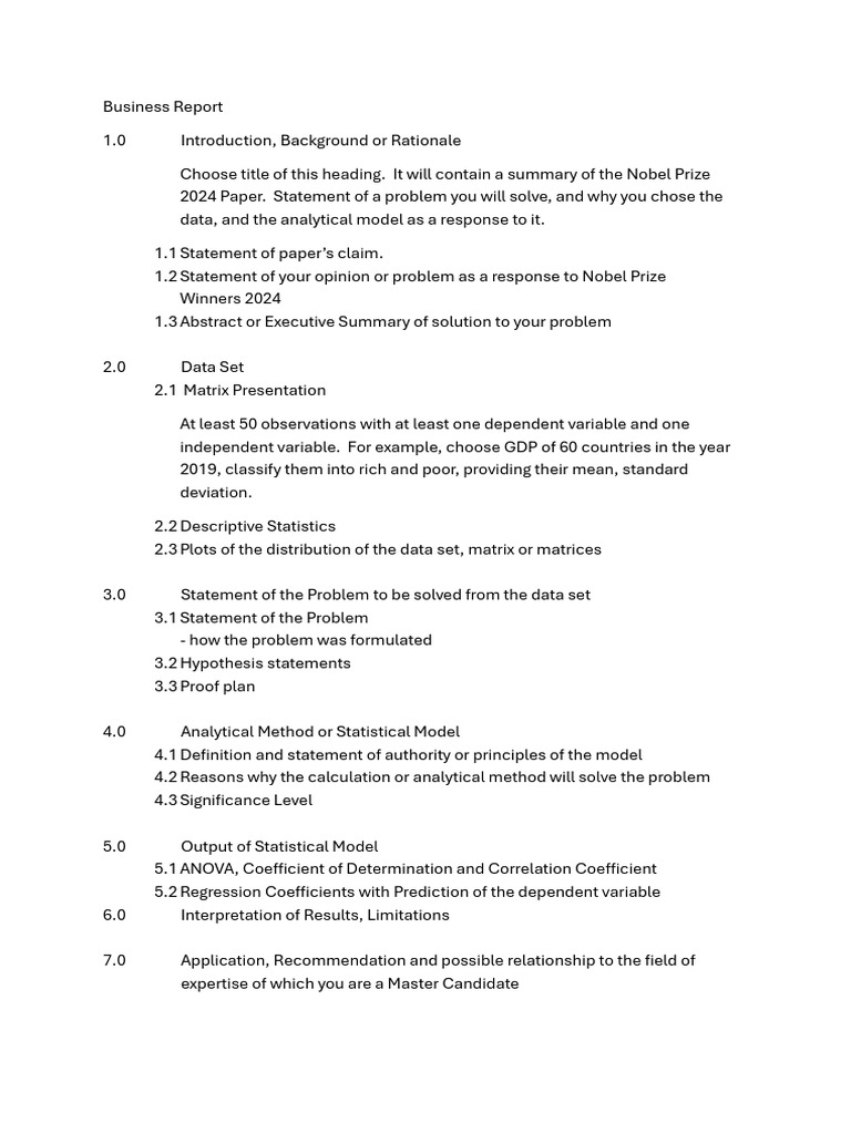 Business Report Outline With Compulsory Items | PDF