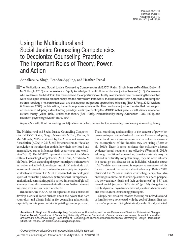 Singh, Appling, Trepal (2020) | PDF | Intersectionality | Social Psychology