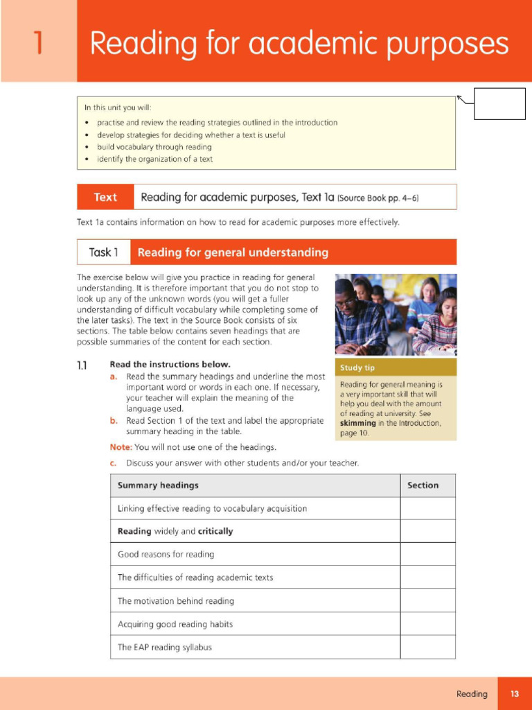 Reading for Academic Purposes Exercises | PDF