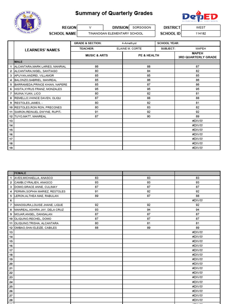 Grade 4 - 3RD Quarter Mapeh | PDF