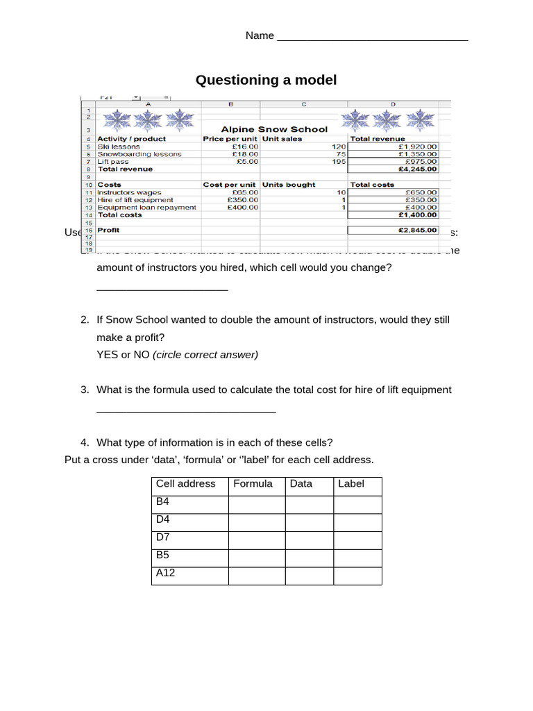 Excel Worksheet 2 | PDF